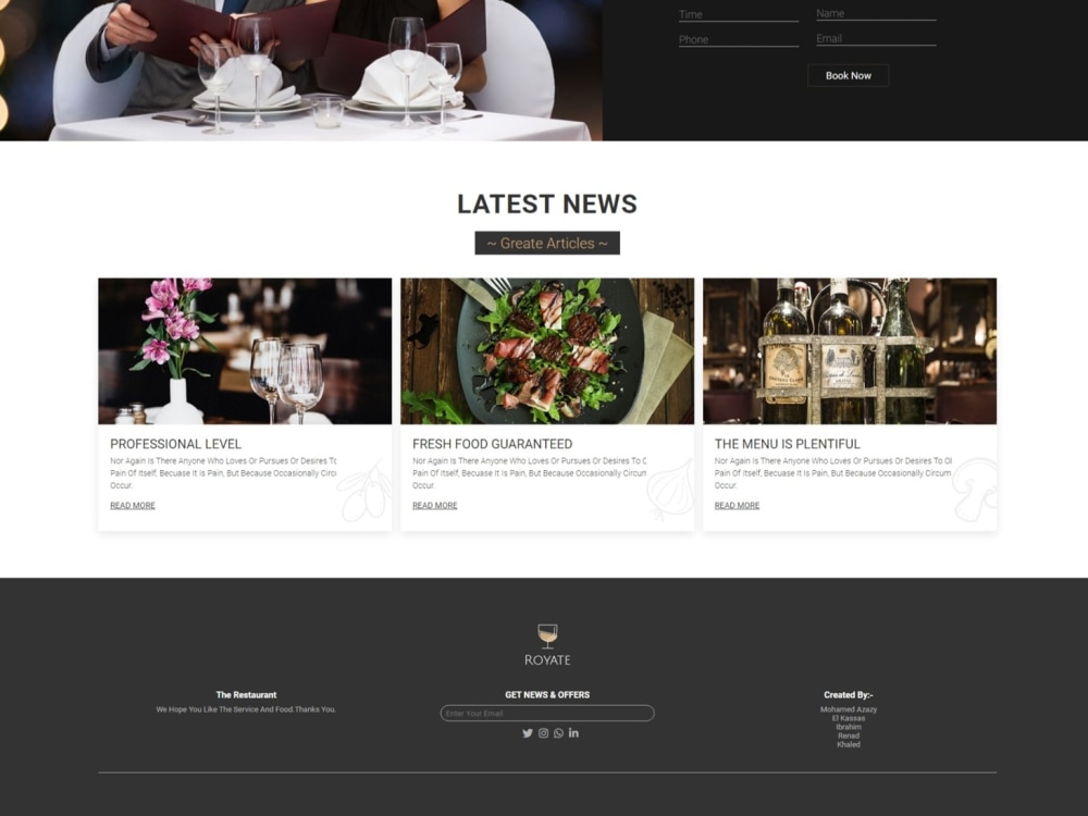 Resturant web site by using html & css % js | Upwork
