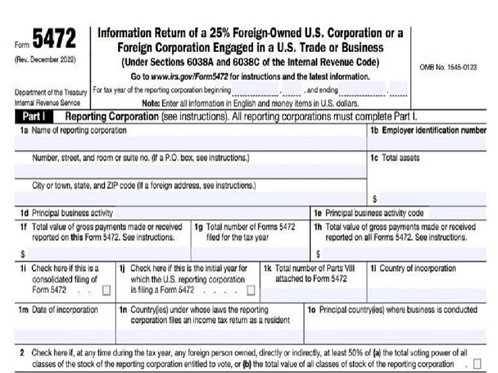 A completed Form 1120 and a Form 5472 | Upwork