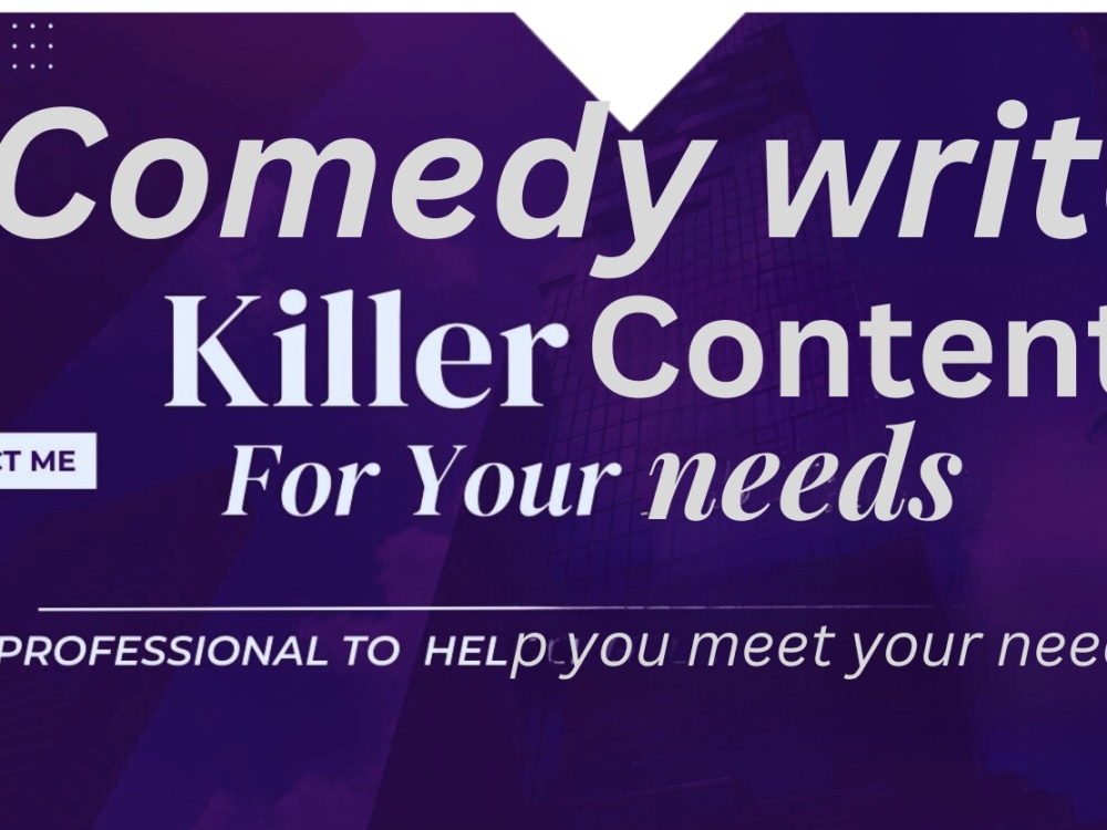 A comedy script, short or feature film screenplay, Article, stand up ...