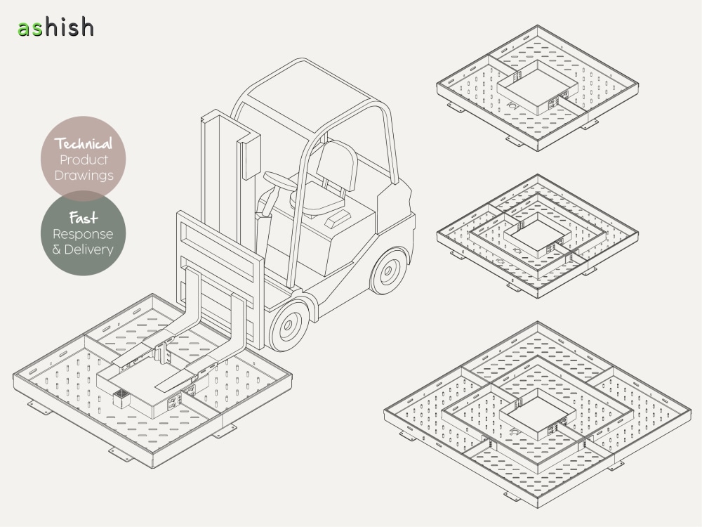 Technical Line/Sketch drawings of your Product | Upwork