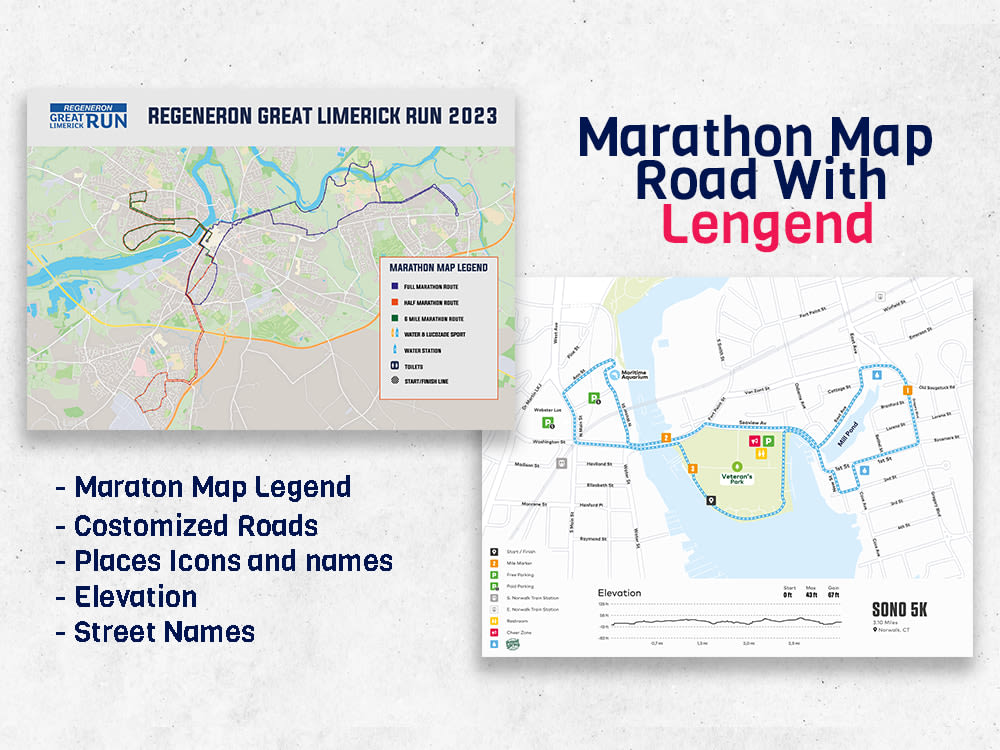 A marathon map road and cars racing road map poster | Upwork
