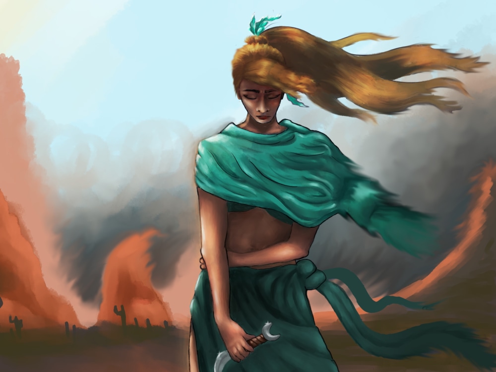 A fully rendered character model including front and three quarters ...