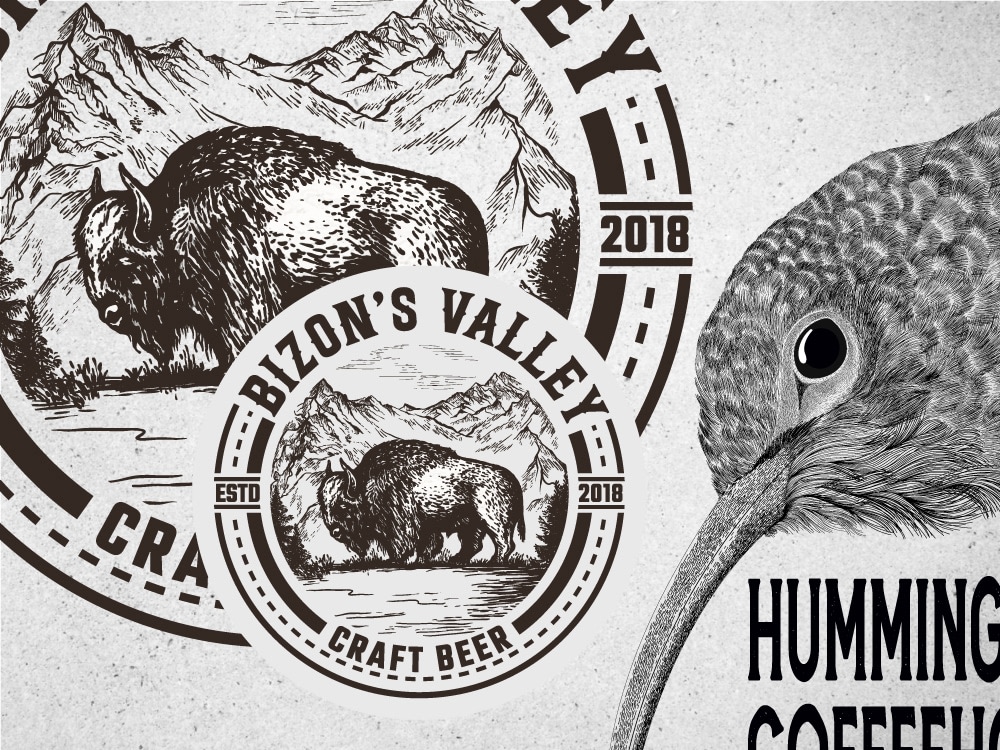 A professional vintage logo design with hand drawn illustrations | Upwork