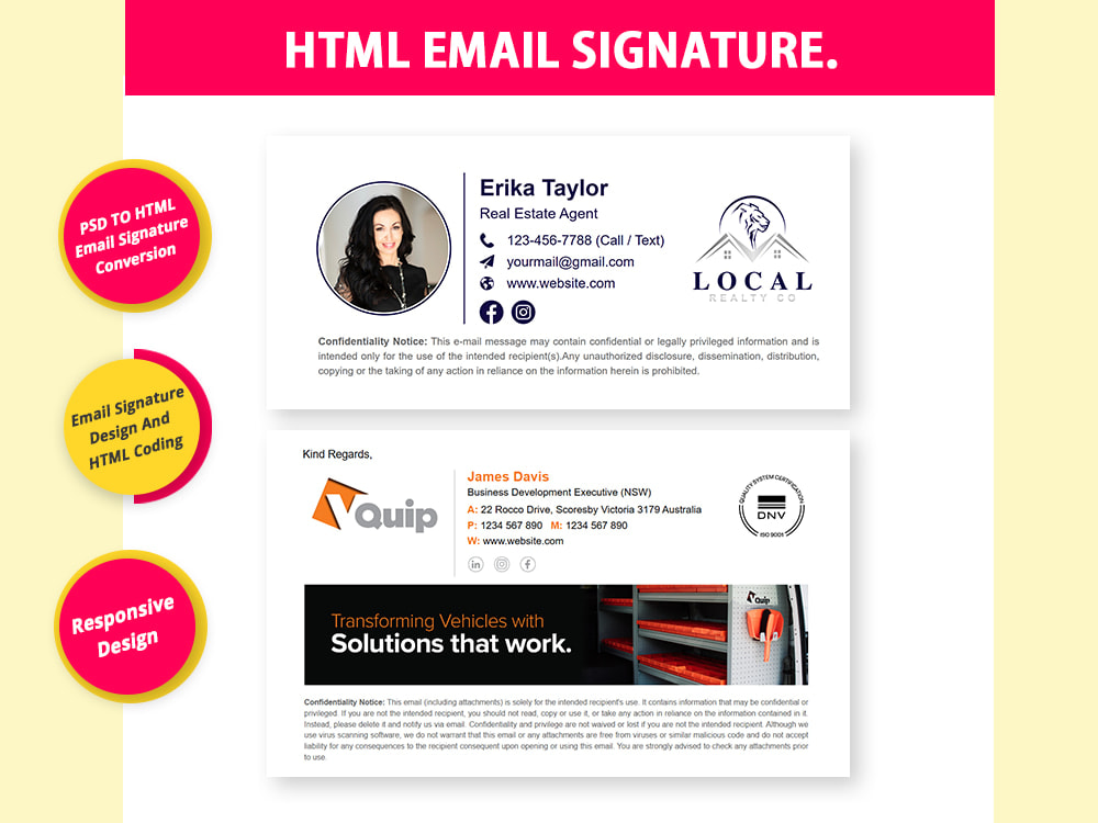 Clickable email signature or HTML email signature for Gmail, outlook ...