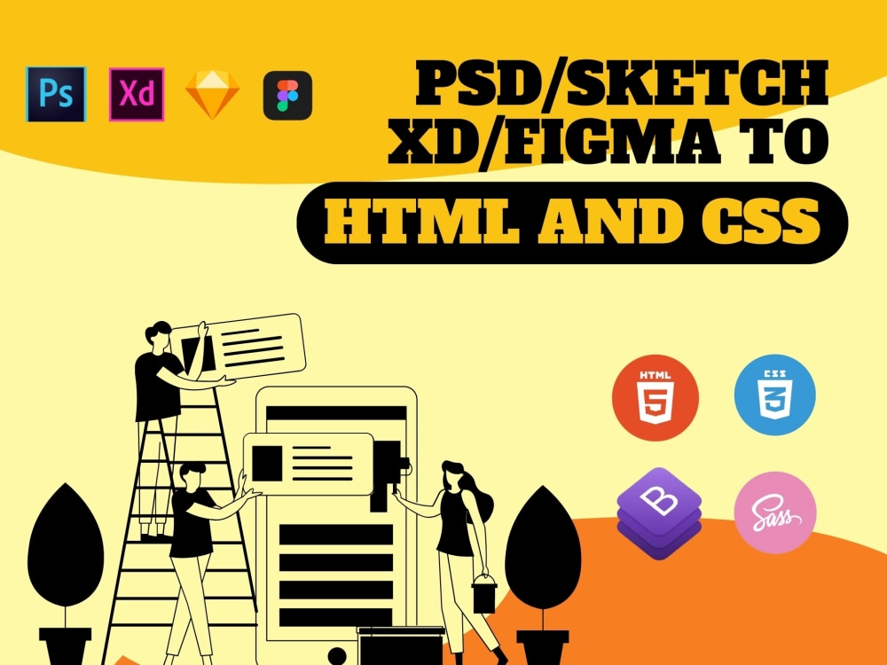 A responsive website from PSD/ Sketch/ Figma to HTML and Bootstrap/CSS/Sass | Upwork