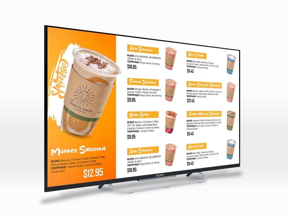A digital menu board design for restaurants. | Upwork