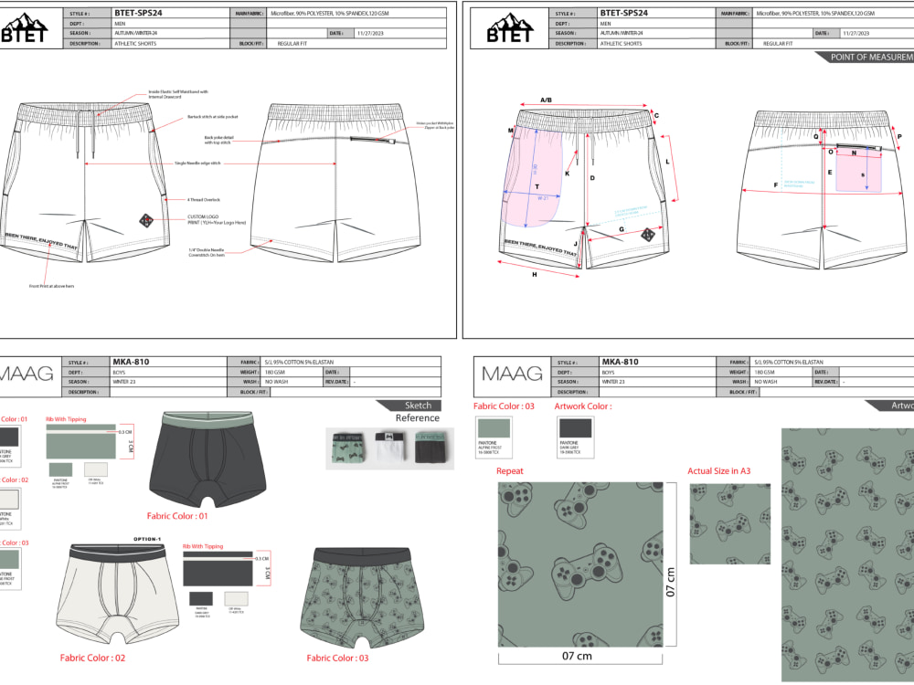 Professional and complete Tech Pack Design for bulk production | Upwork