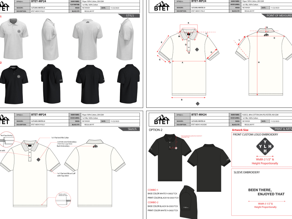 Professional and complete Tech Pack Design for bulk production | Upwork