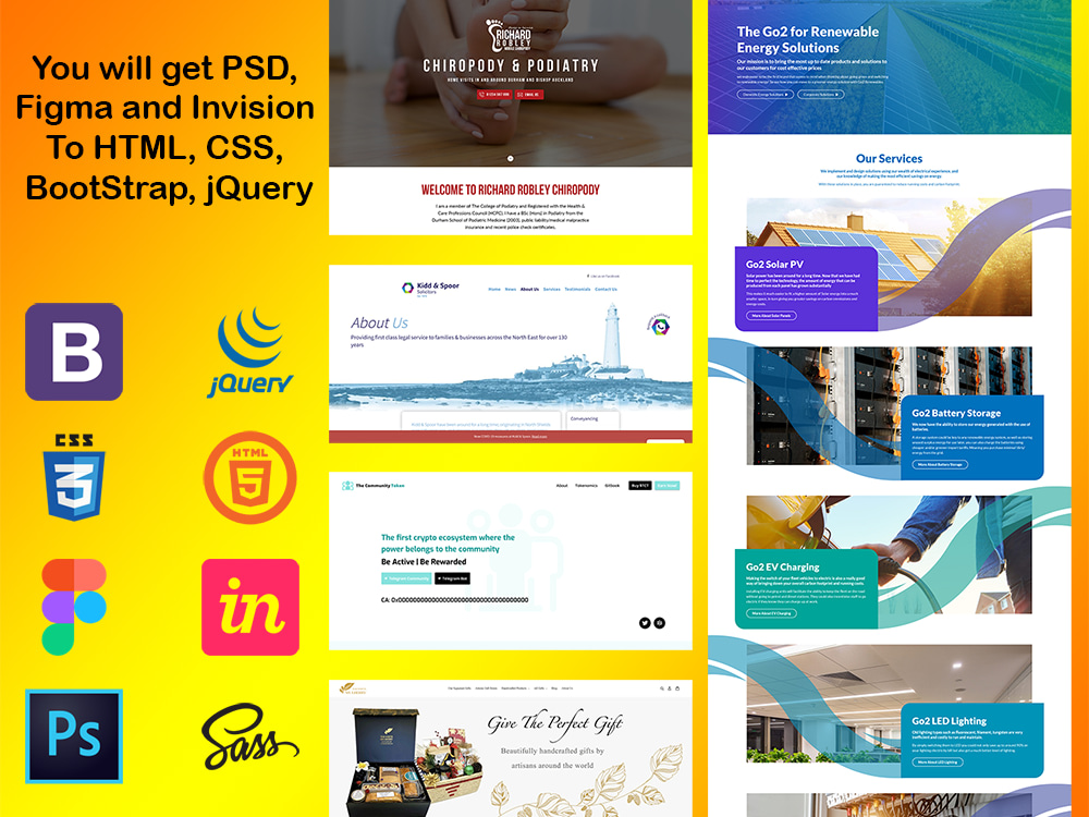 Responsive HTML Conversion from PSD | Invision | Figma to HTML | Upwork