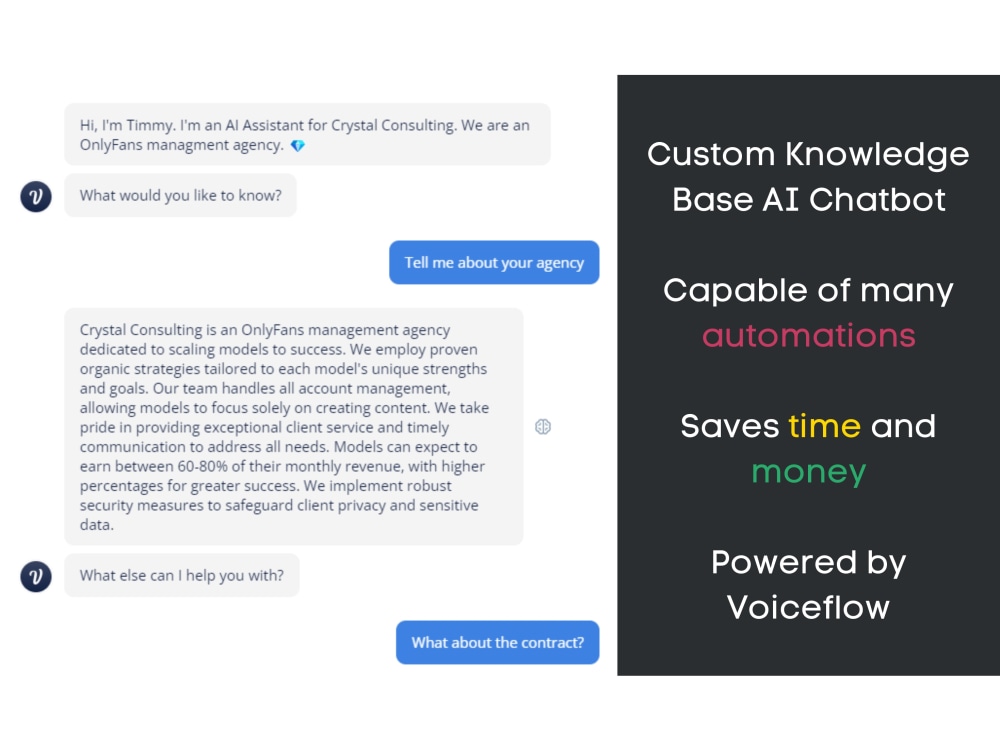 AI Chatbot with custom knowledge base built on VoiceFlow | Upwork