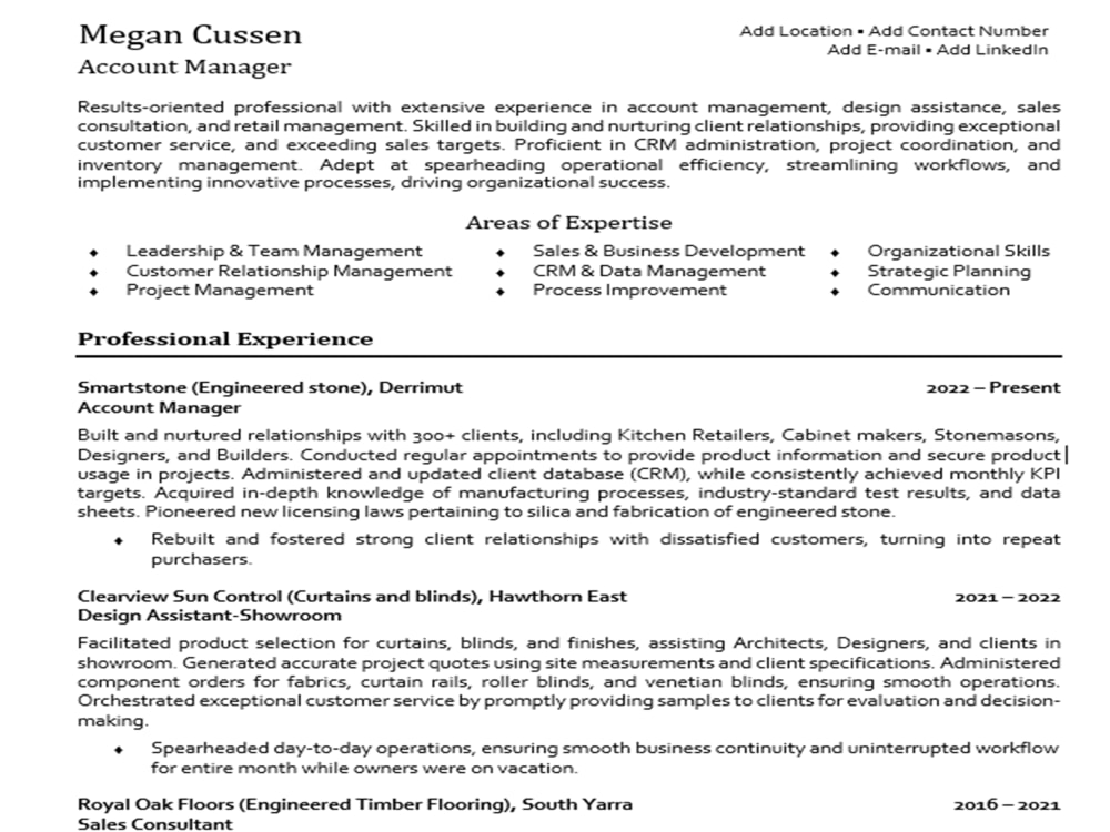 A tailored resume that will effectively showcase your professional ...