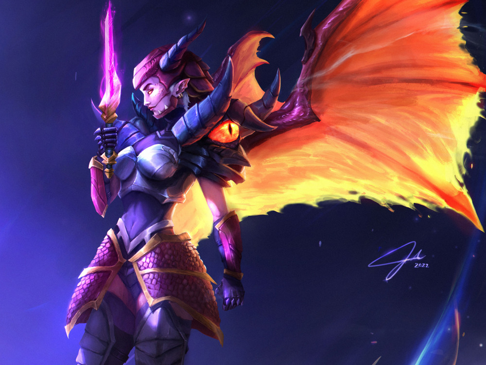 A splash art illustration for game promotions or character narratives ...
