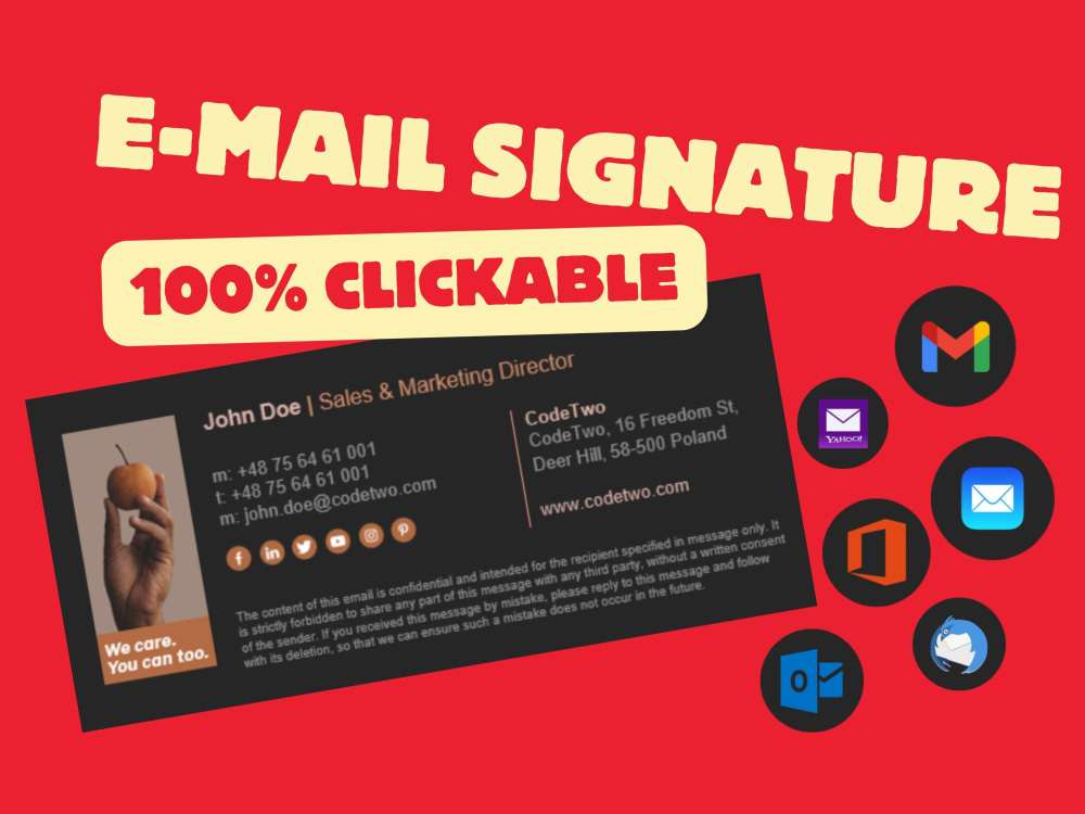 Clickable email signature with HTML for your email footer | Upwork