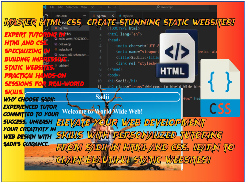 I will teach you coding in HTML and CSS , making amazing static ...