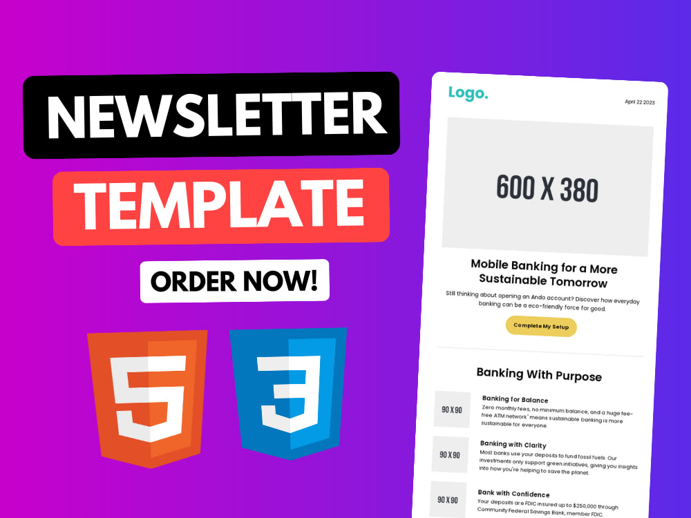Responsive Email Newsletter Template Developed | Upwork