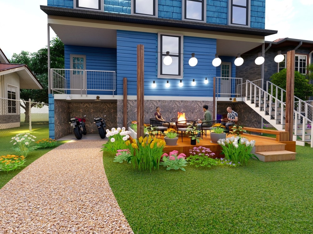 Front yard & backyard landscape design, 3D Landscape Modeling ...