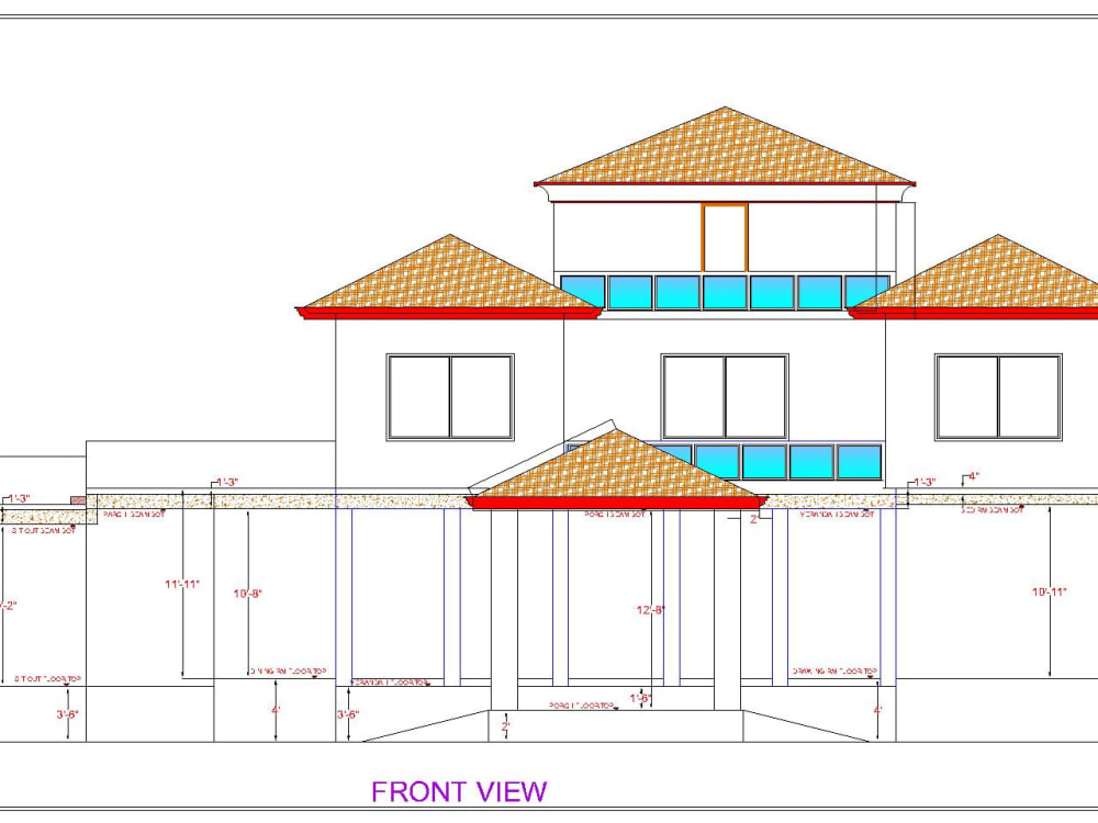 ALL CIVIL 2D DRAWINGS ( FLOOR PLAN, ELEVATION, SIDE VIEW, SECTION VIEW ...