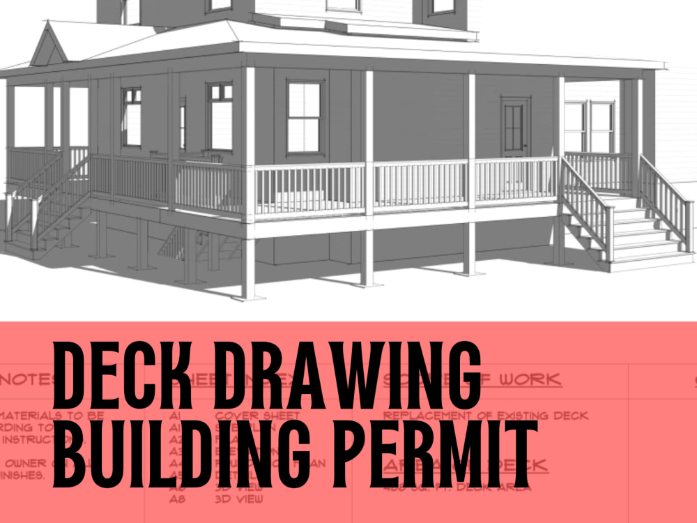 Deck construction drawing, plans for building permit | Upwork