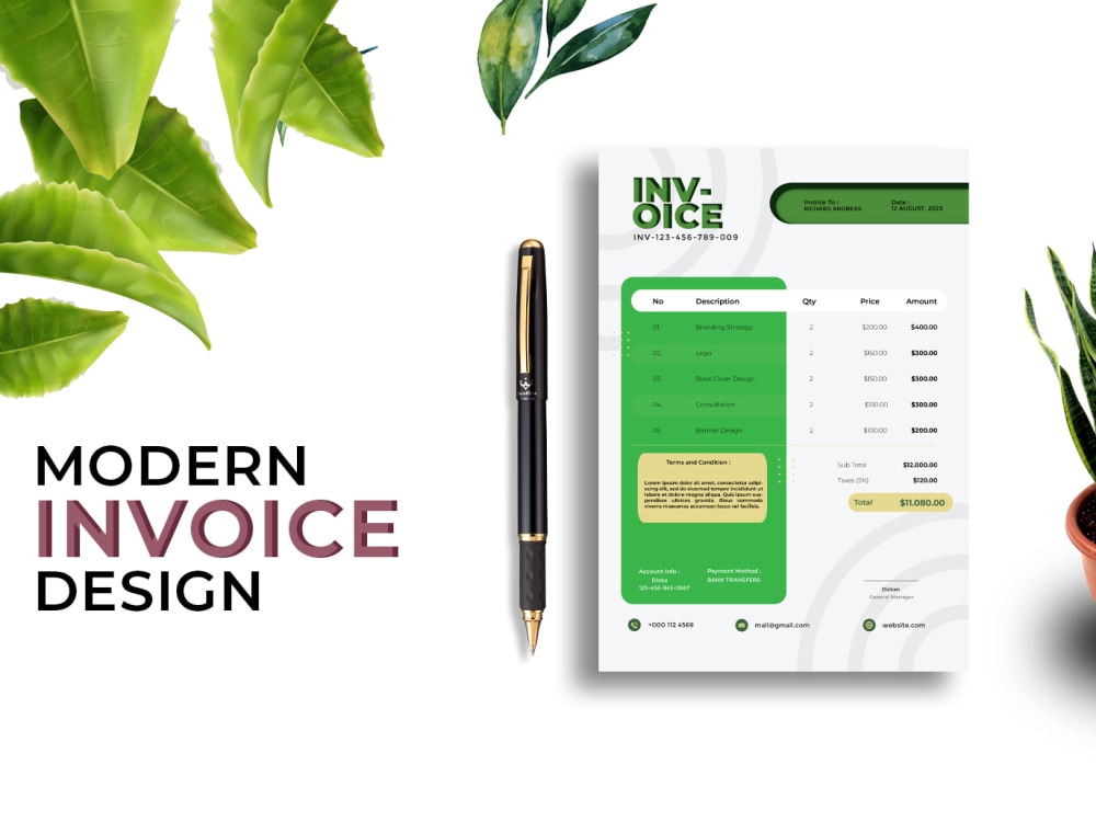 Design invoice modern invoice quote template order form letterhead | Upwork