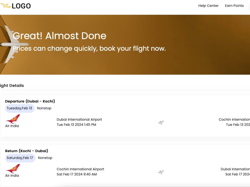 Flight booking software with attractive user interface | Upwork