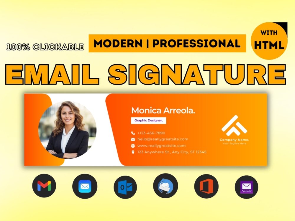 100% clickable HTML email signature for your email footer | Upwork