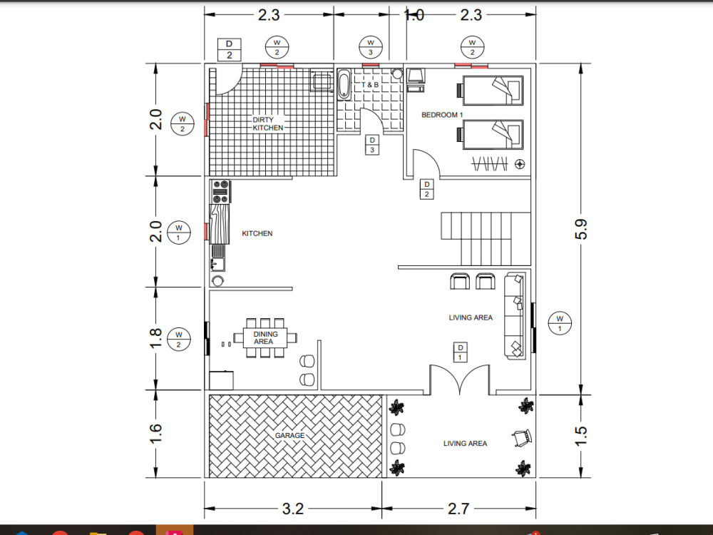 A construction architectural floor plan using AutoCAD | Upwork