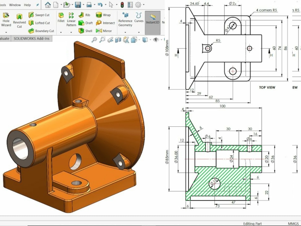 3d modeling and 2d drawing in solidworks, fusion 360, catia, creo, inventor | Upwork