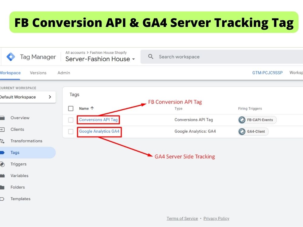 Facebook pixel conversion API setup with GA4 ecommerce server side tracking | Upwork