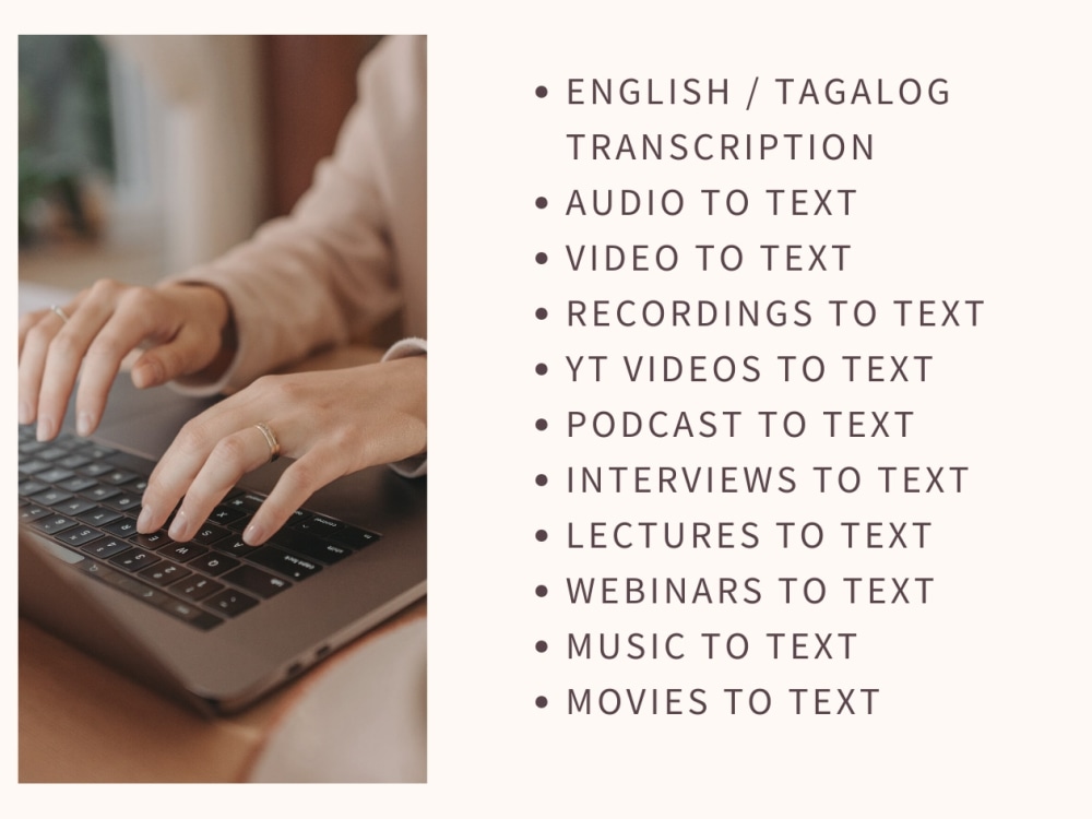 English / Tagalog Transcription Services | Upwork