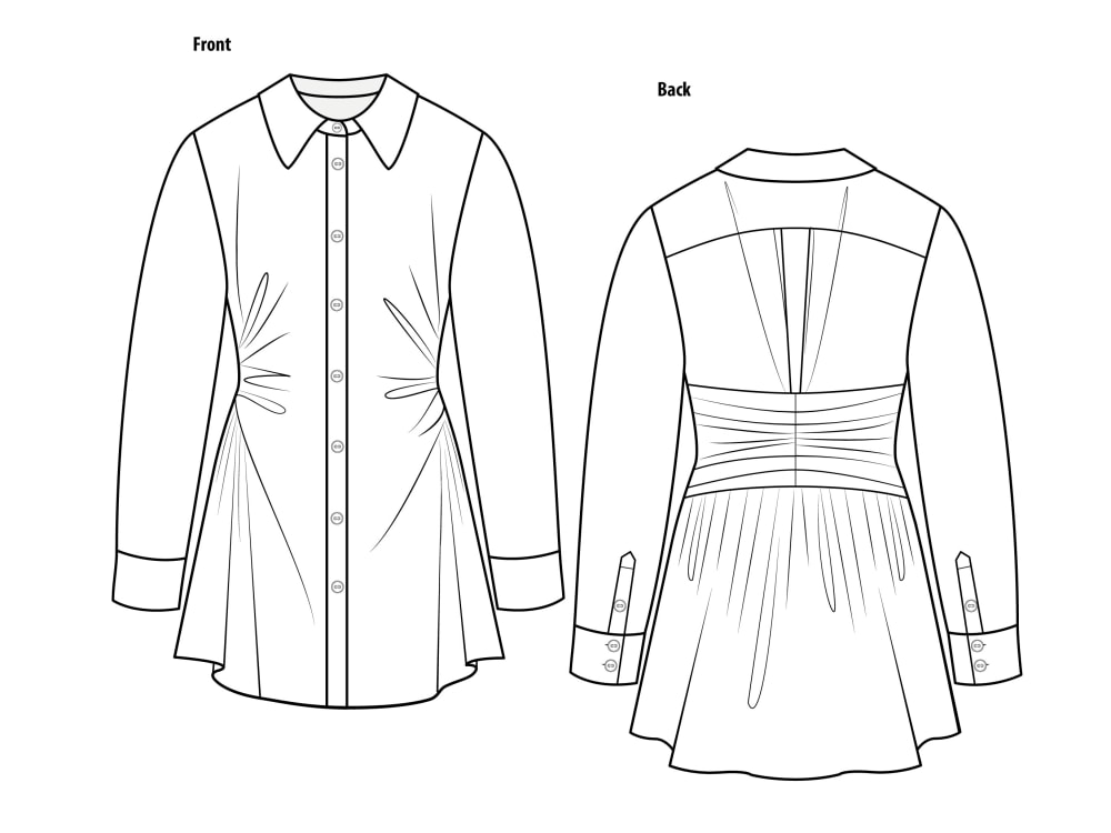 A front and back Fashion Technical Drawing | Upwork