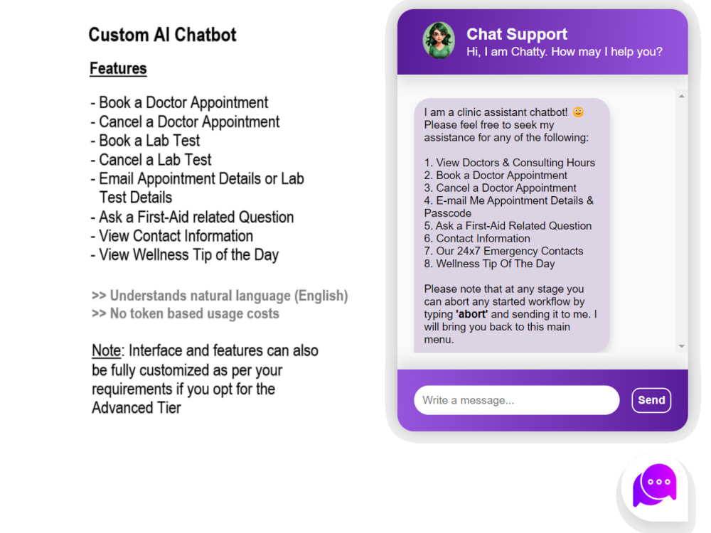 A custom AI Chatbot that can interactively book/cancel appointments ...