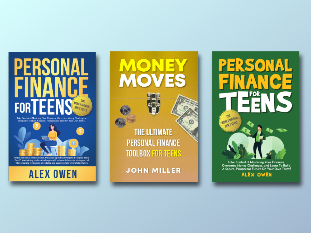 A bestseller book cover (front, back spine) with eBook and audiobook ...
