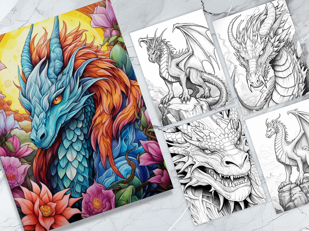 AI-generated Adult coloring book illustrations, Midjourney AI design ...