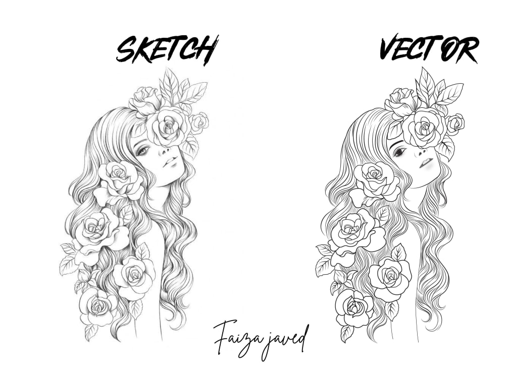 Vector tracing, line art, line drawing of your sketch, image and ...