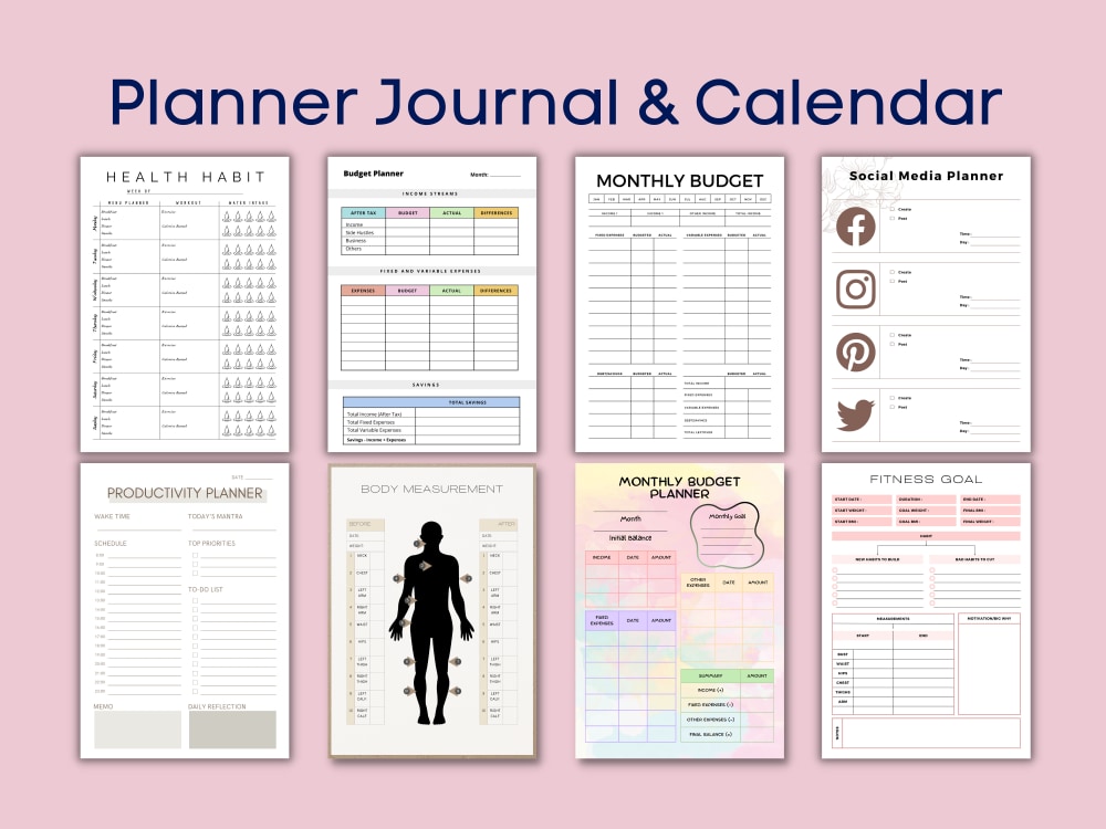 A printable planner, calendar or journal | Upwork