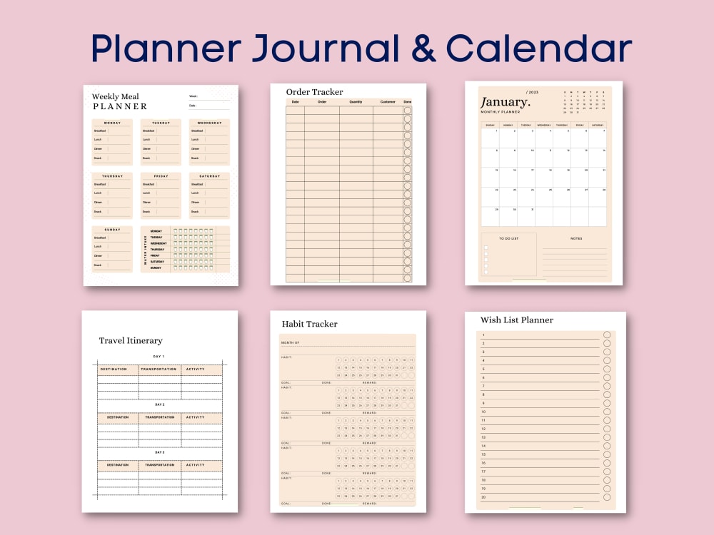 A printable planner, calendar or journal | Upwork