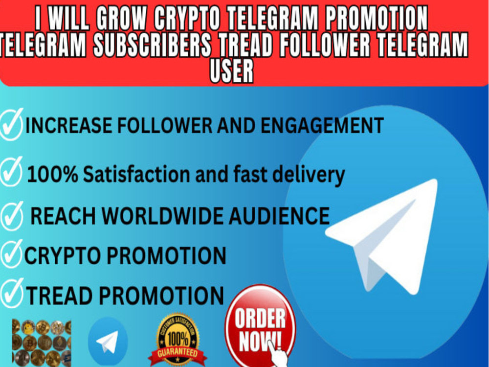 Grow crypto telegram promotion telegram subscribers tread follower telegram | Upwork
