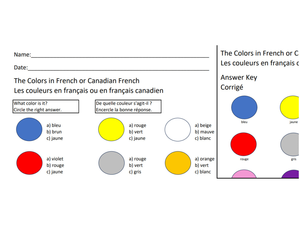 A French learning workbook worksheet and videos to learn FR Canada ...