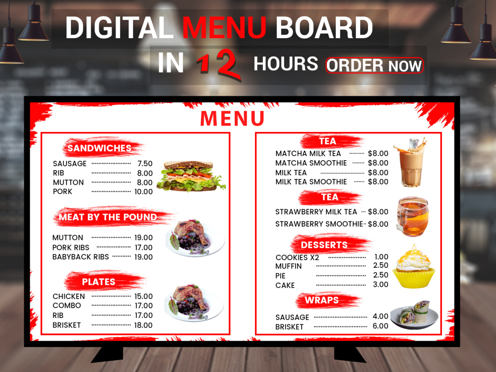Modern Digital Menu Board design | Upwork