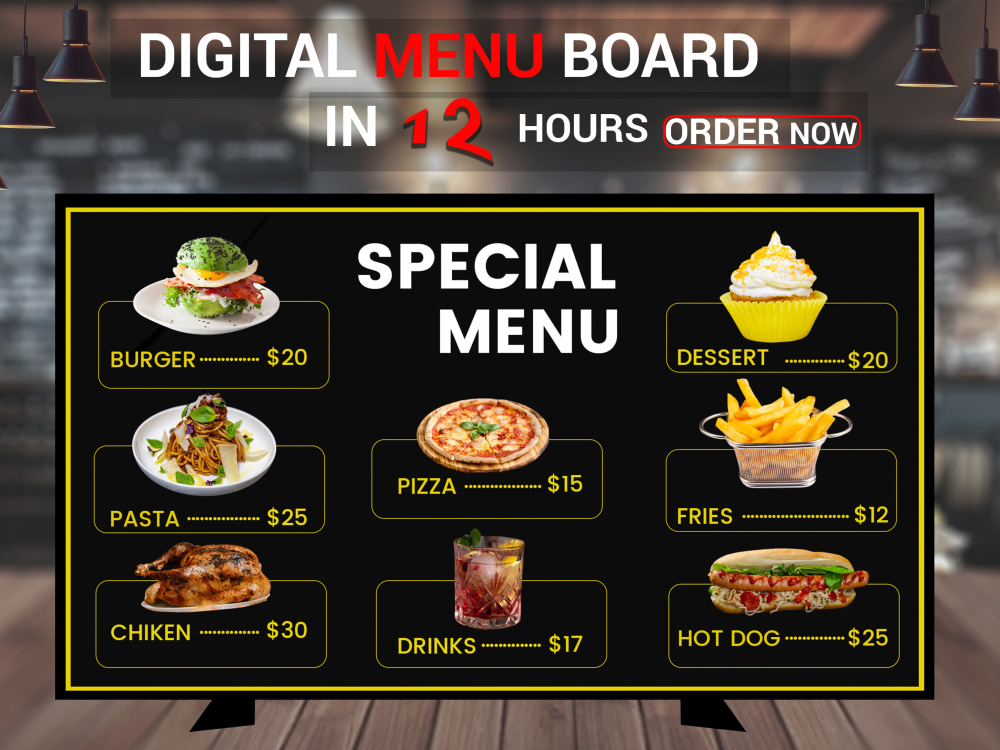 Modern Digital Menu Board design | Upwork