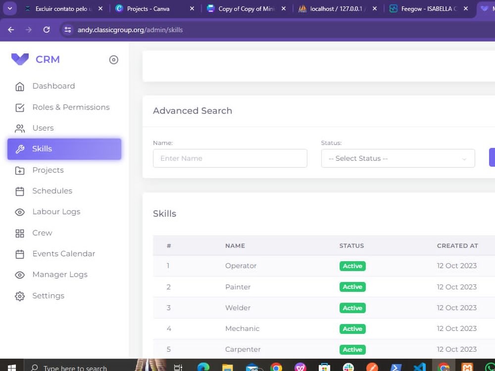 Admin panel Dashboard CRM Custom Module. | Upwork