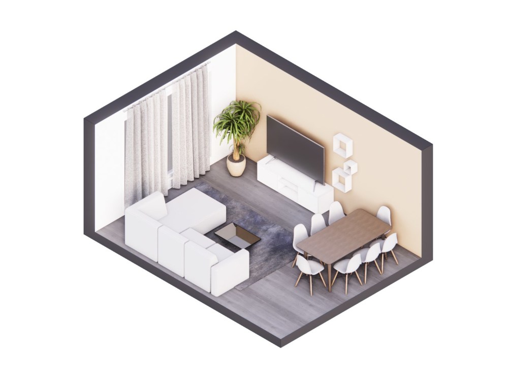 A high-quality axonometric diagram for your interior scenes | Upwork