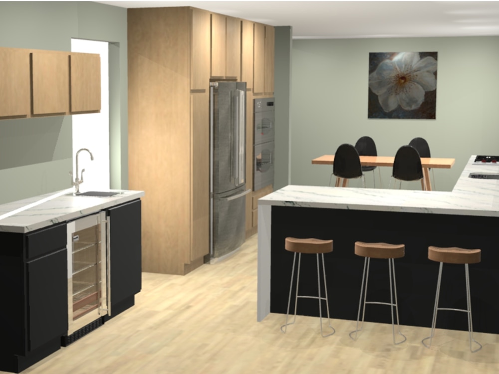 A Kitchen Remodel Concept Floorplan and 3D Rendering | Upwork