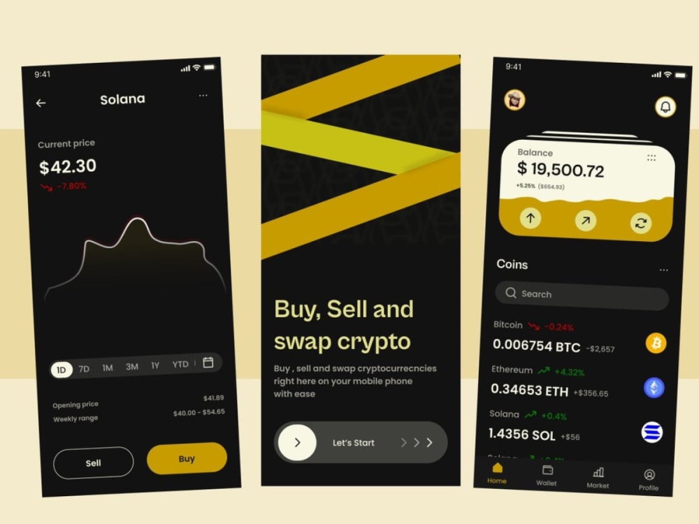 Crypto wallet app, trading app p2p blockchain app binance app flutter clone | Upwork