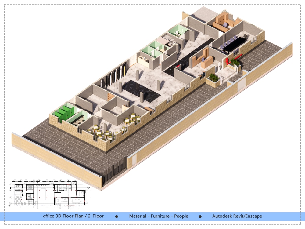 A stunning conversion of a 2D plan into a 3D floor plan | Upwork