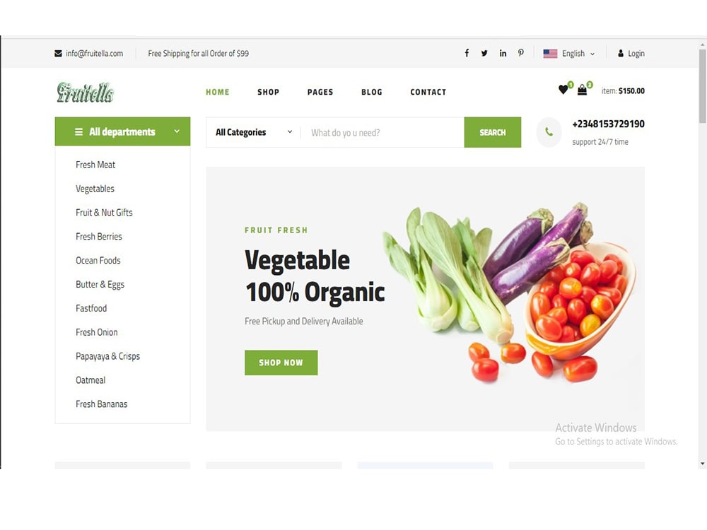 A neatly designed and developed fruits/vegetable ecommerce website | Upwork
