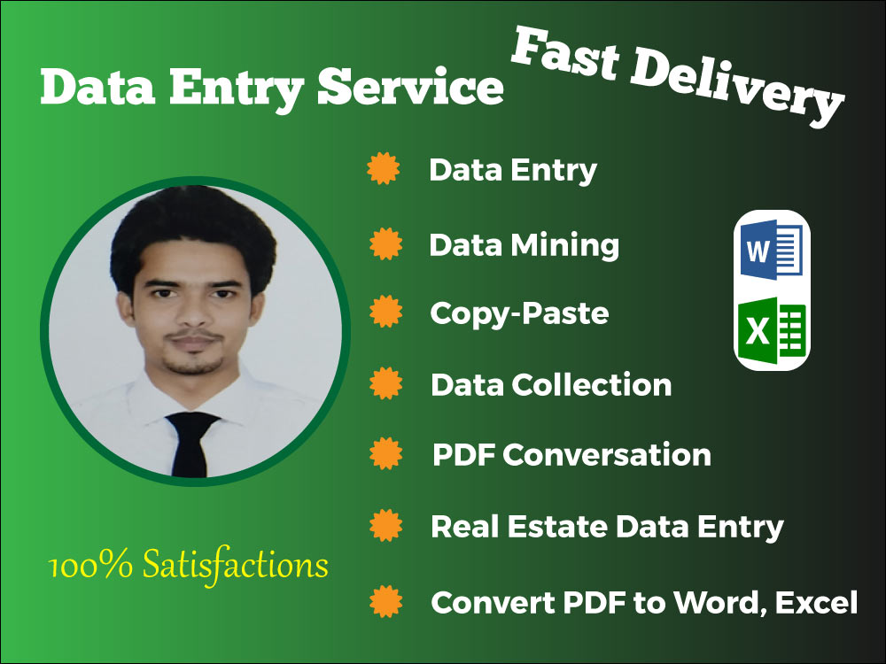 Do data entry, copy pest, typing, word or excel to PDF | Upwork