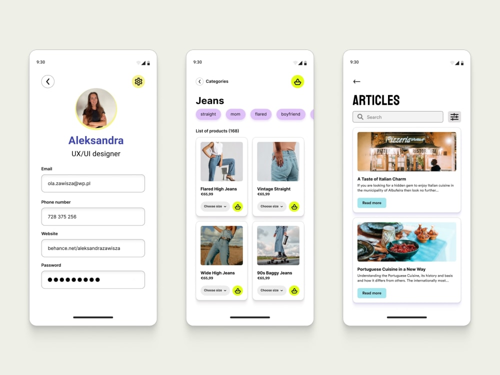 A unique and modern mobile app wireframes in figma and xd | Upwork