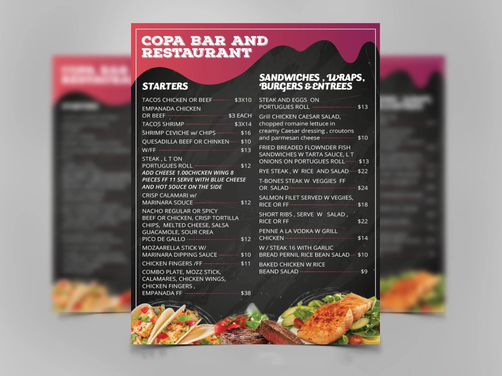 Eye-catching restaurant or bar menu design | Upwork