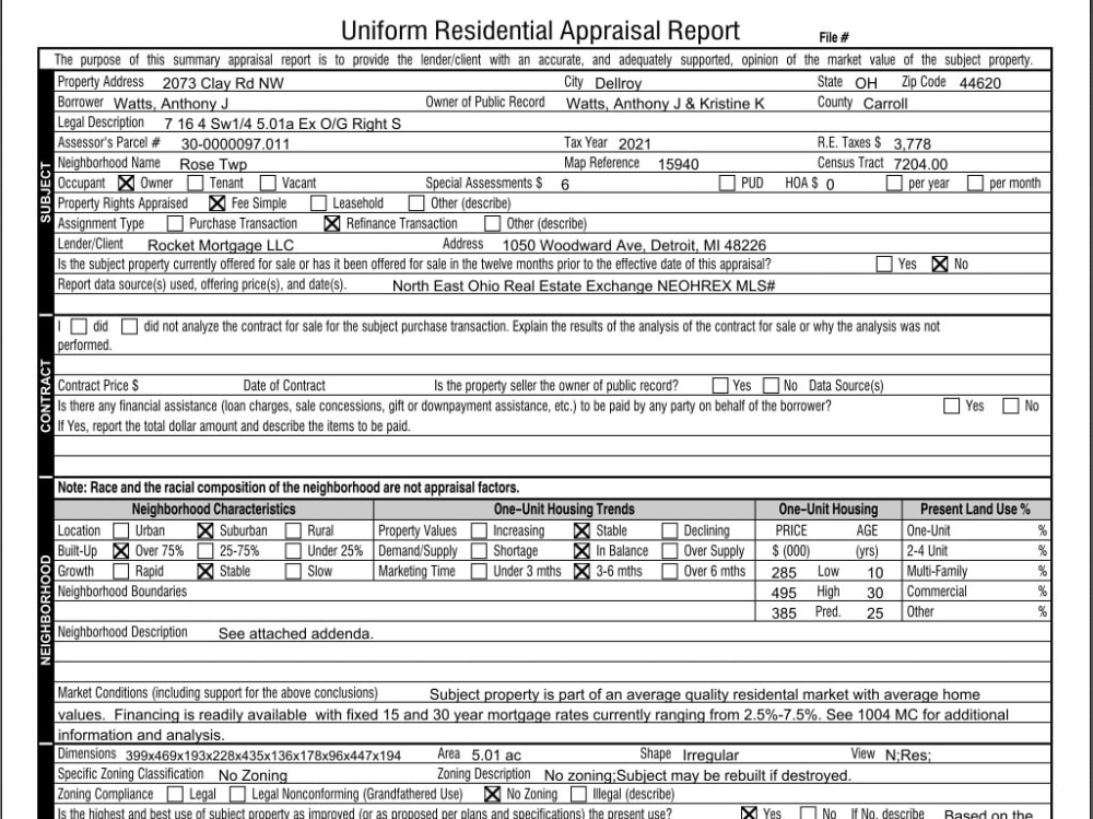 An appraisal report (in .pdf or .zap format) made in Total by ala mode ...